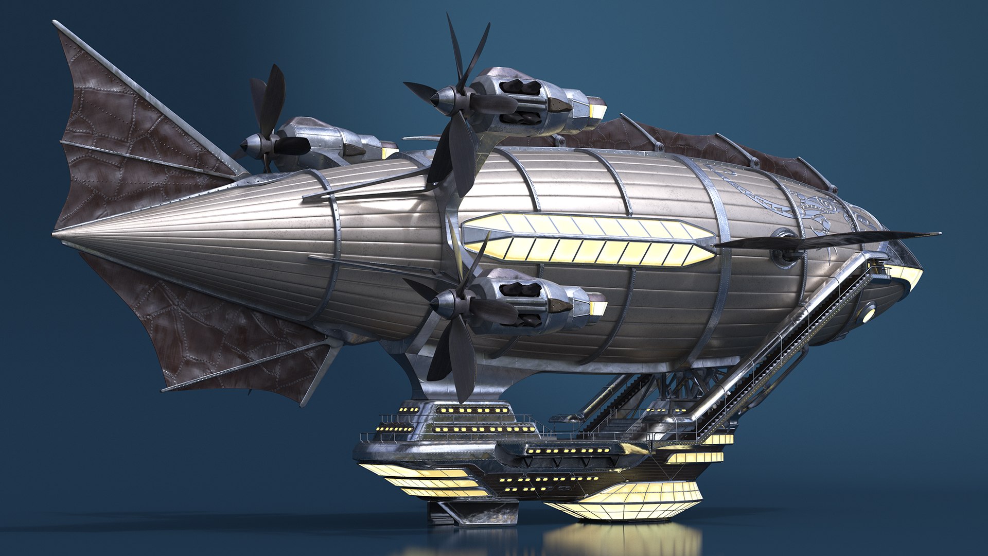 Steampunk Blimp Rigged 3D - TurboSquid 2273242