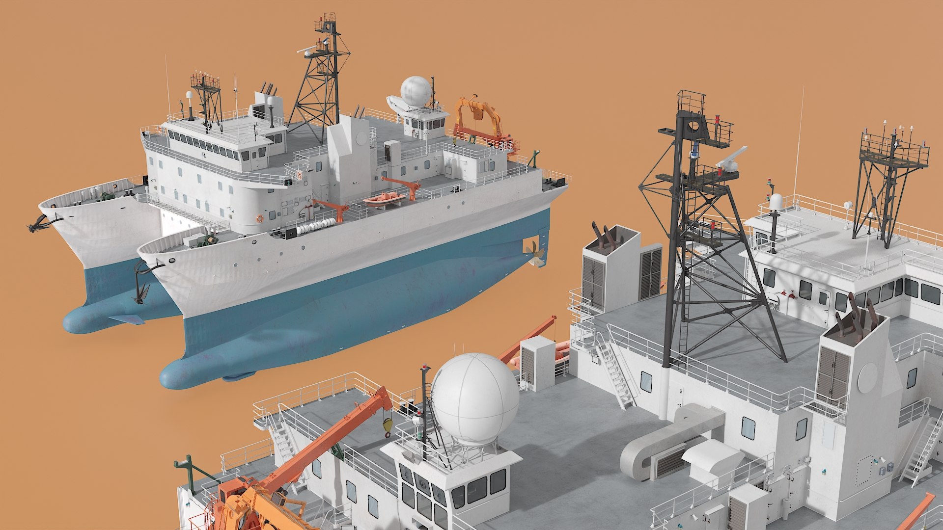 3D Oceanographic Research Vessel Rigged - TurboSquid 2387193