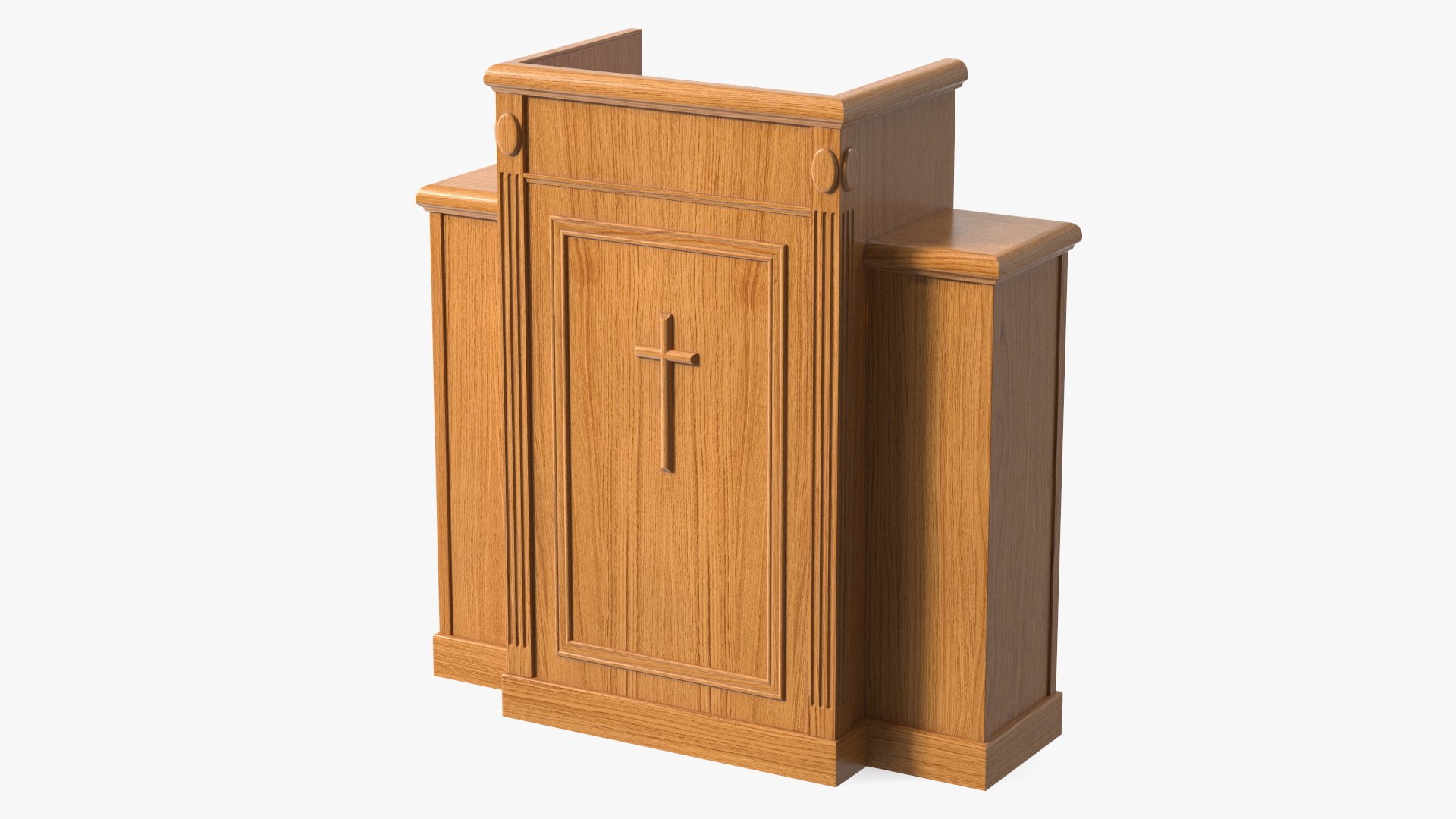 3D Church Oak Pulpit Light Wood With Cross - TurboSquid 2201936