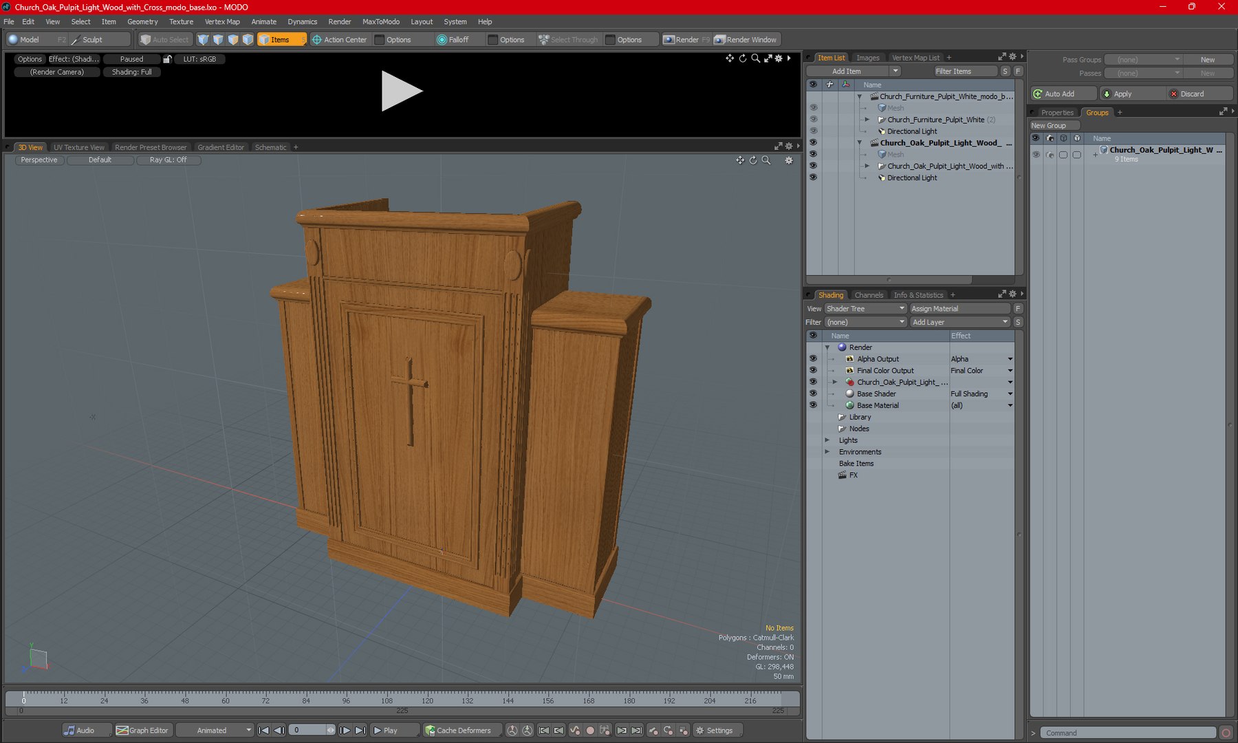 3D Church Oak Pulpit Light Wood With Cross - TurboSquid 2201936