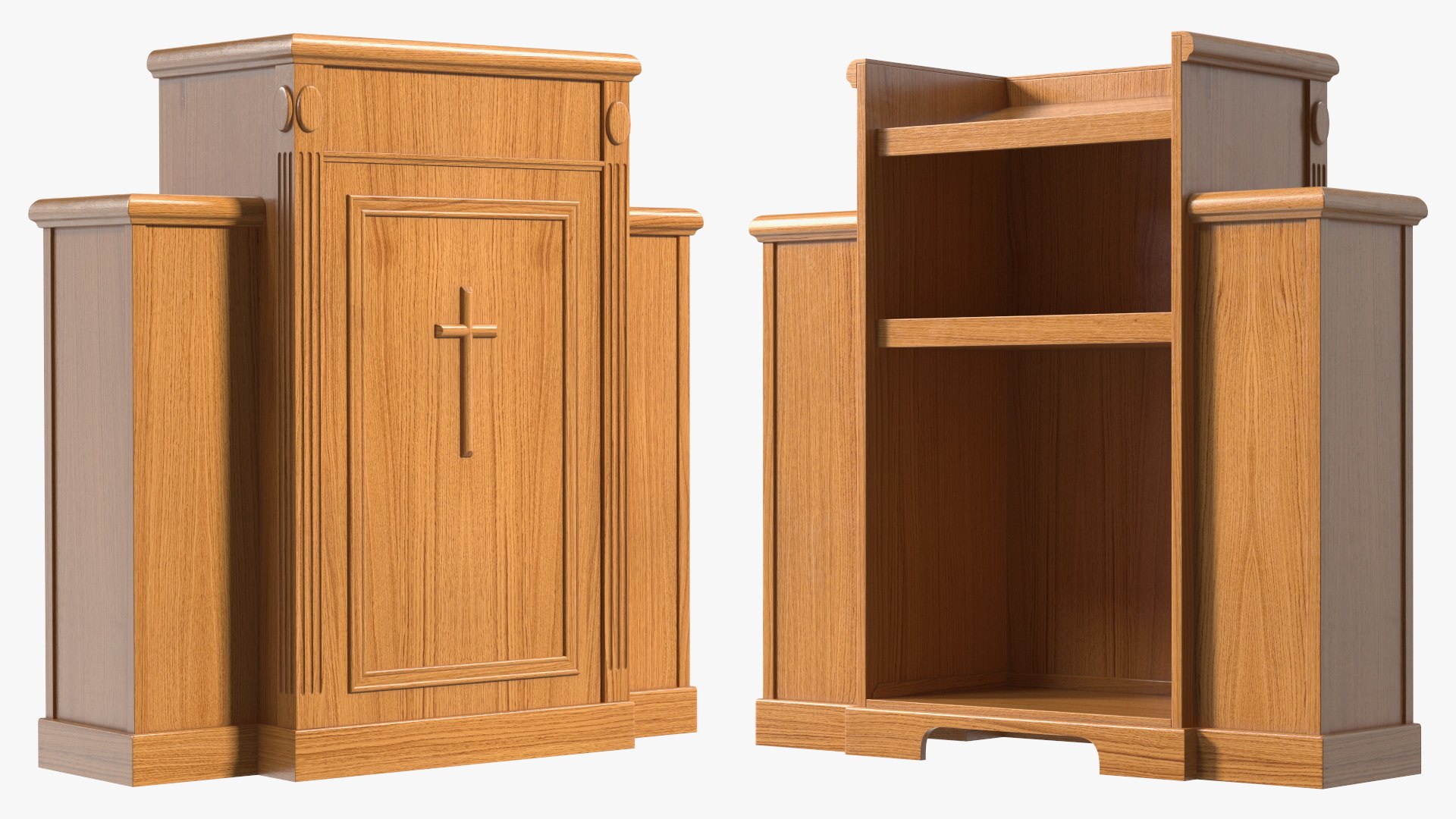 3D Church Oak Pulpit Light Wood With Cross - TurboSquid 2201936