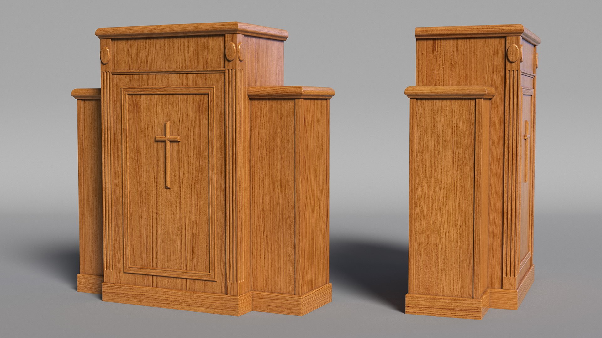 3D Church Oak Pulpit Light Wood With Cross - TurboSquid 2201936