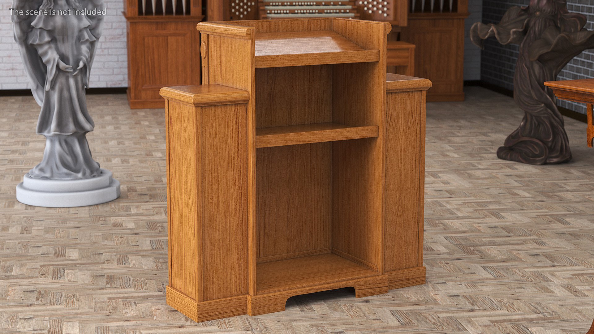3D Church Oak Pulpit Light Wood With Cross - TurboSquid 2201936