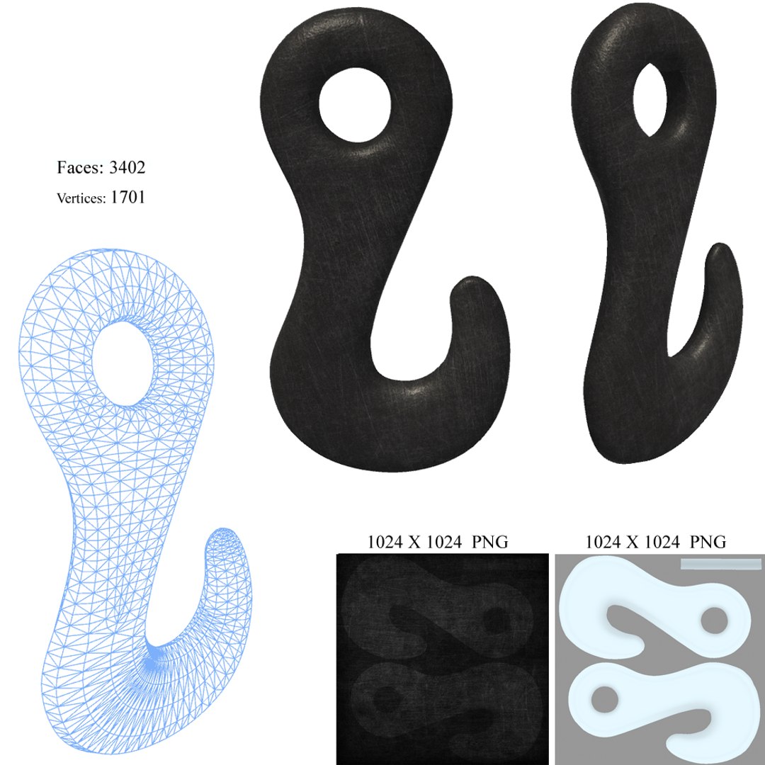 3D Set Ship Hooks - TurboSquid 1197238