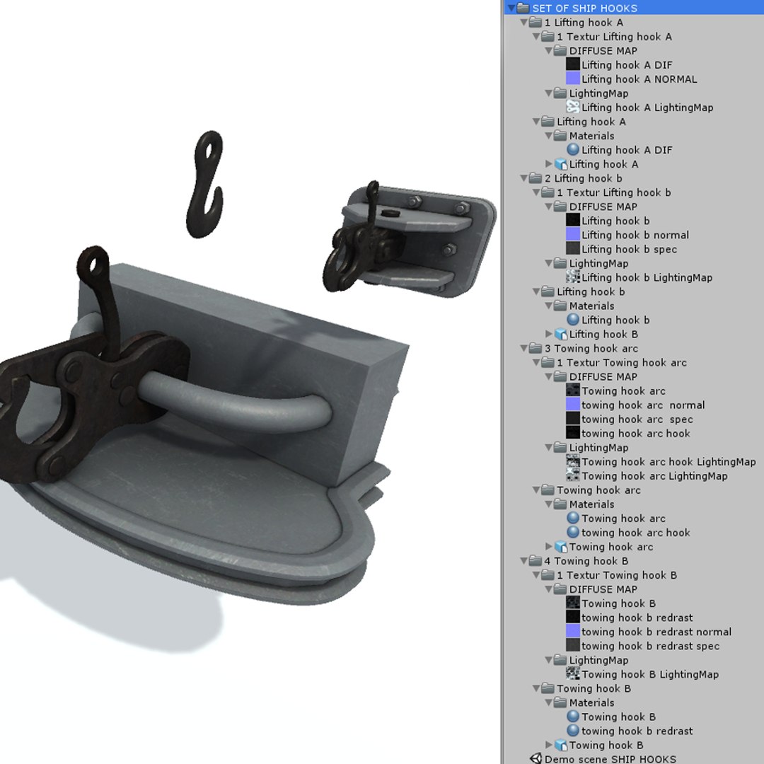 3D Set Ship Hooks - TurboSquid 1197238
