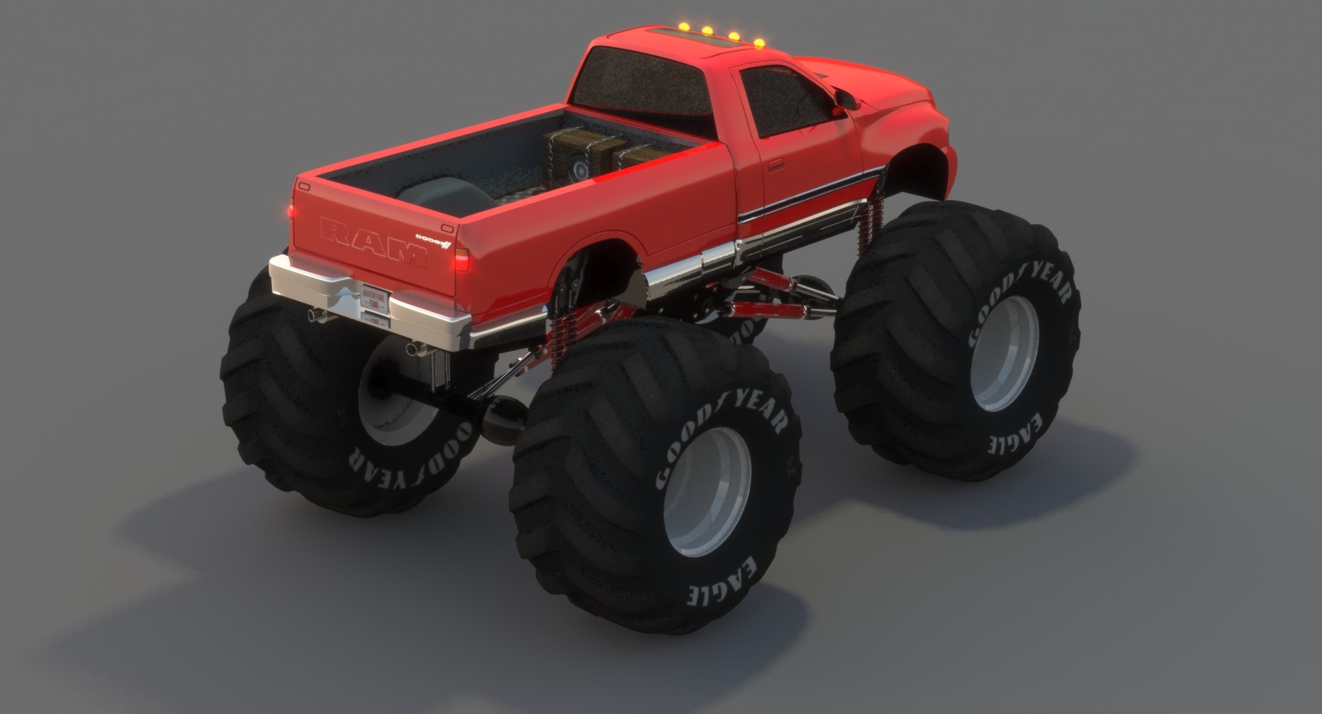 Low-poly Dodge Ram Monster Truck 3ds