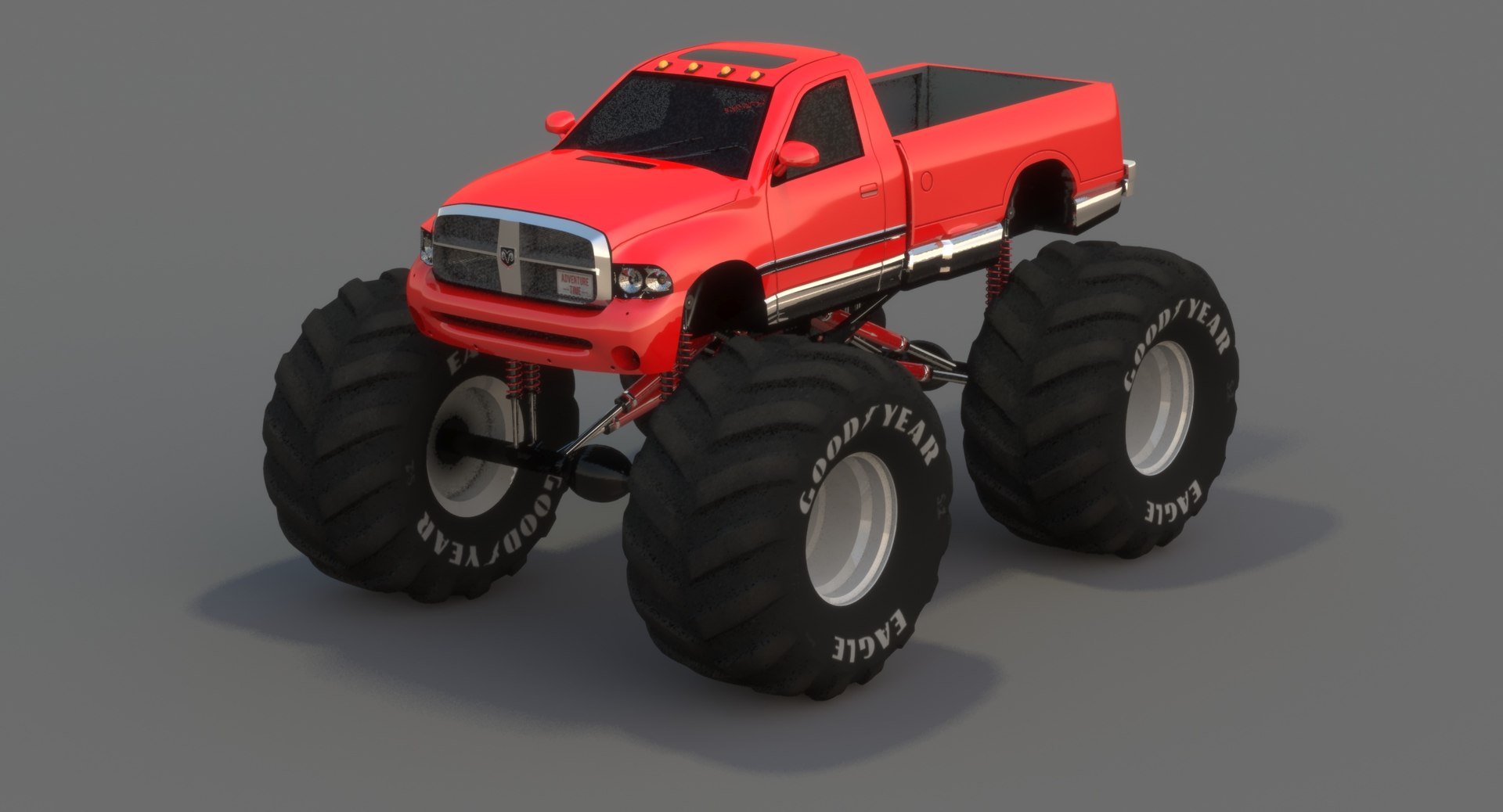 Low-poly Dodge Ram Monster Truck 3ds