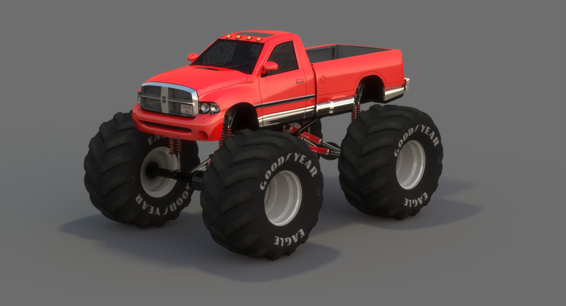 Low-poly Dodge Ram Monster Truck 3ds