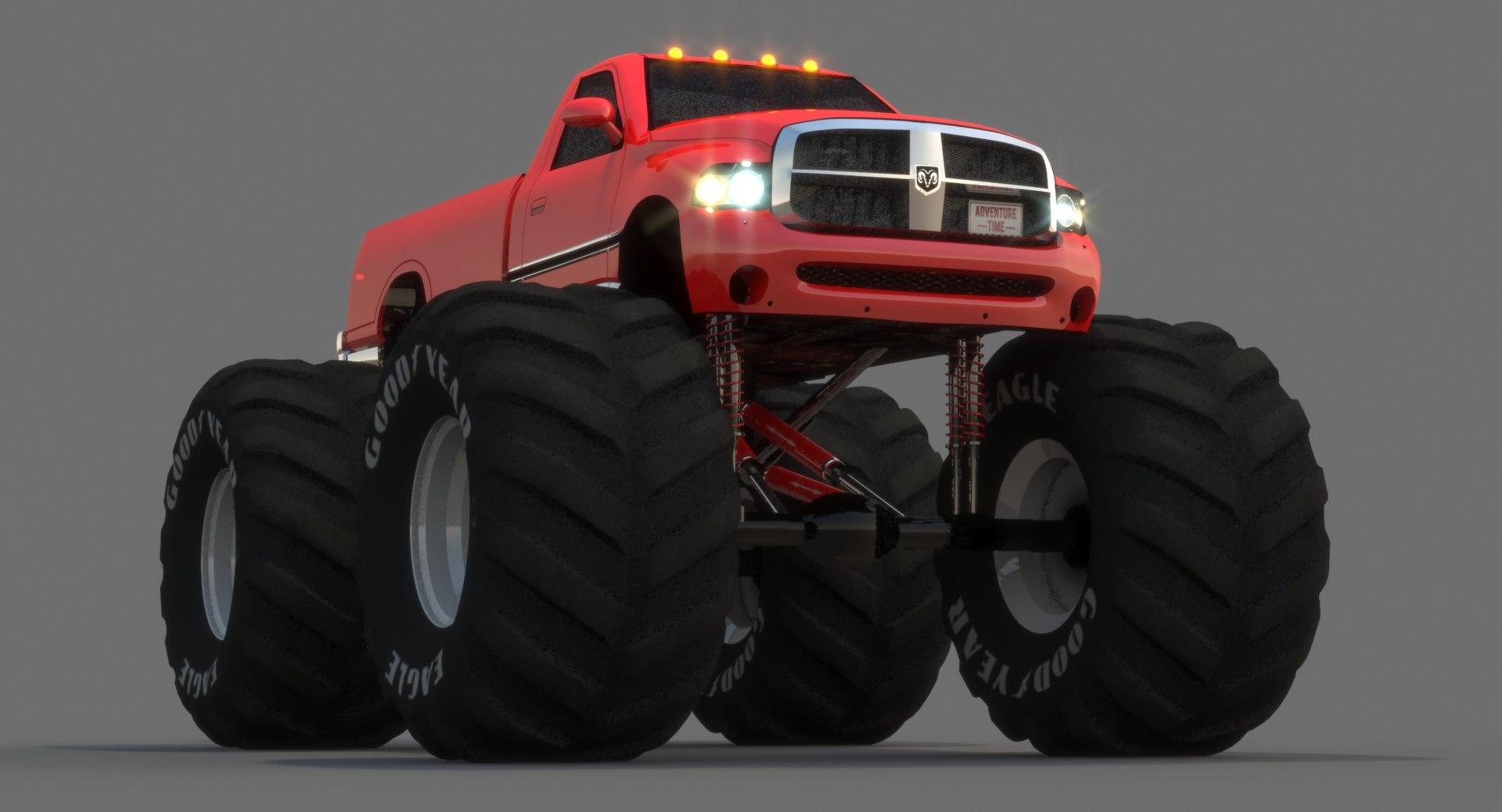 Low-poly Dodge Ram Monster Truck 3ds