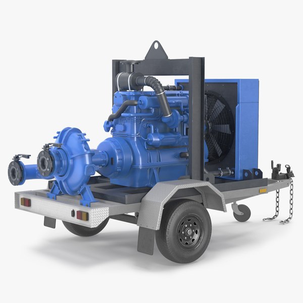 modelo 3d Remolque con bomba de transferencia de motor diésel equipado ...