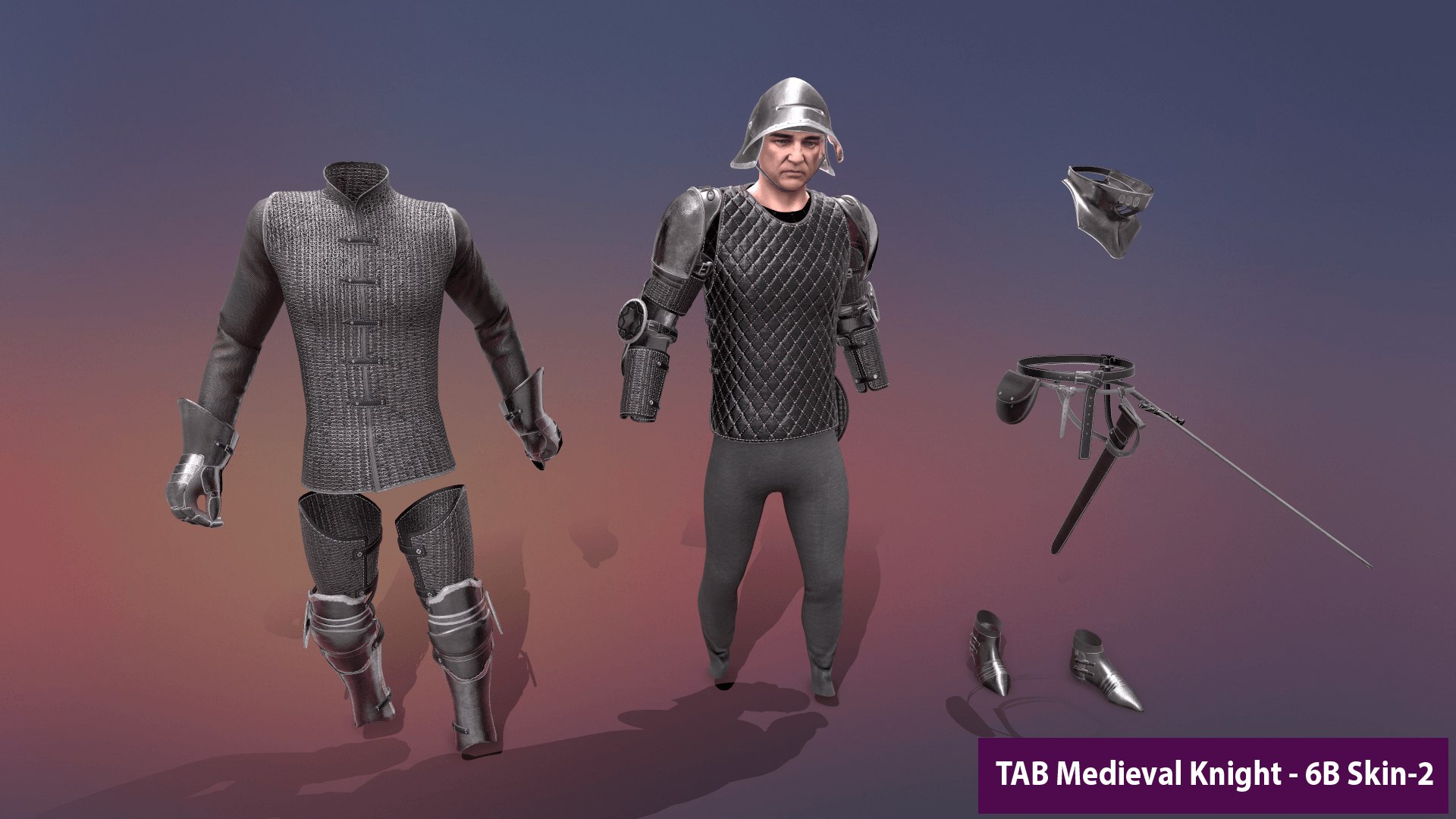 3D knight male character model - TurboSquid 1645345