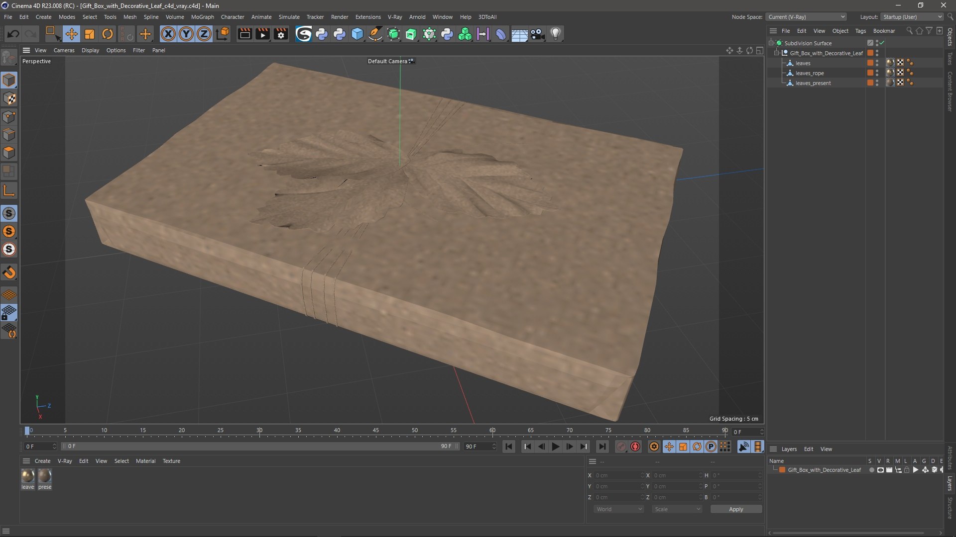 3D Model Gift Box With Decorative Leaf - TurboSquid 2302392