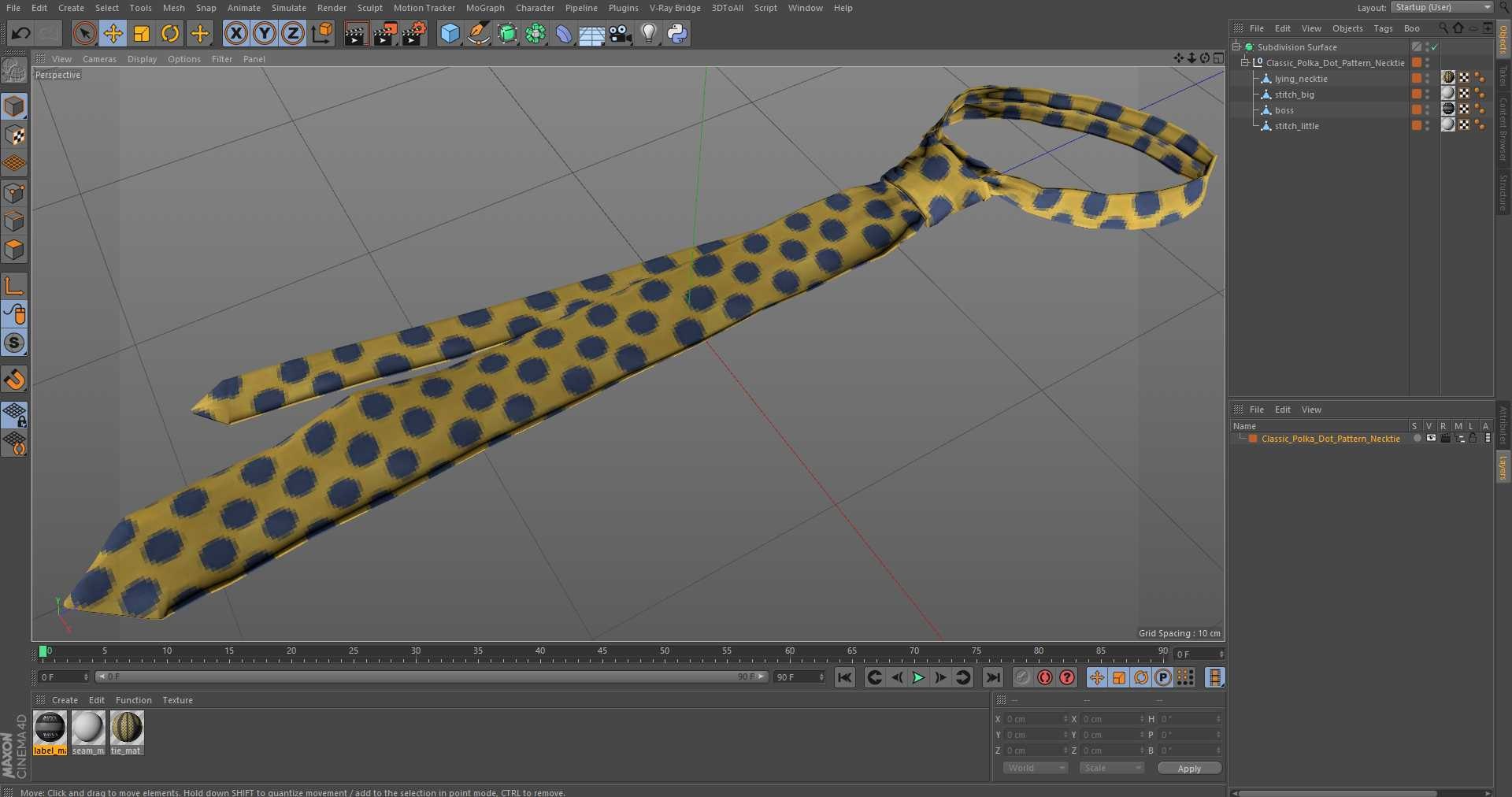 3D Model Classic Polka Dot Pattern Necktie - TurboSquid 2203550
