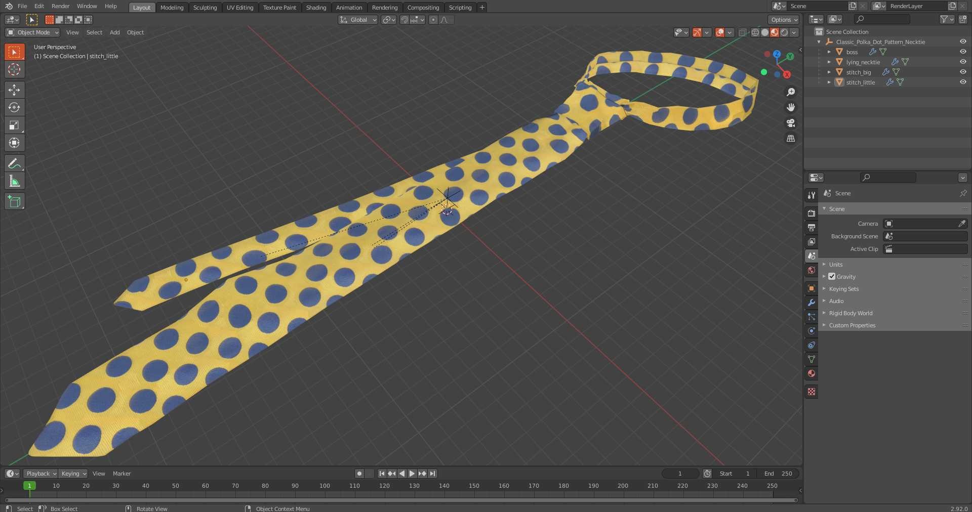 3D Model Classic Polka Dot Pattern Necktie - TurboSquid 2203550