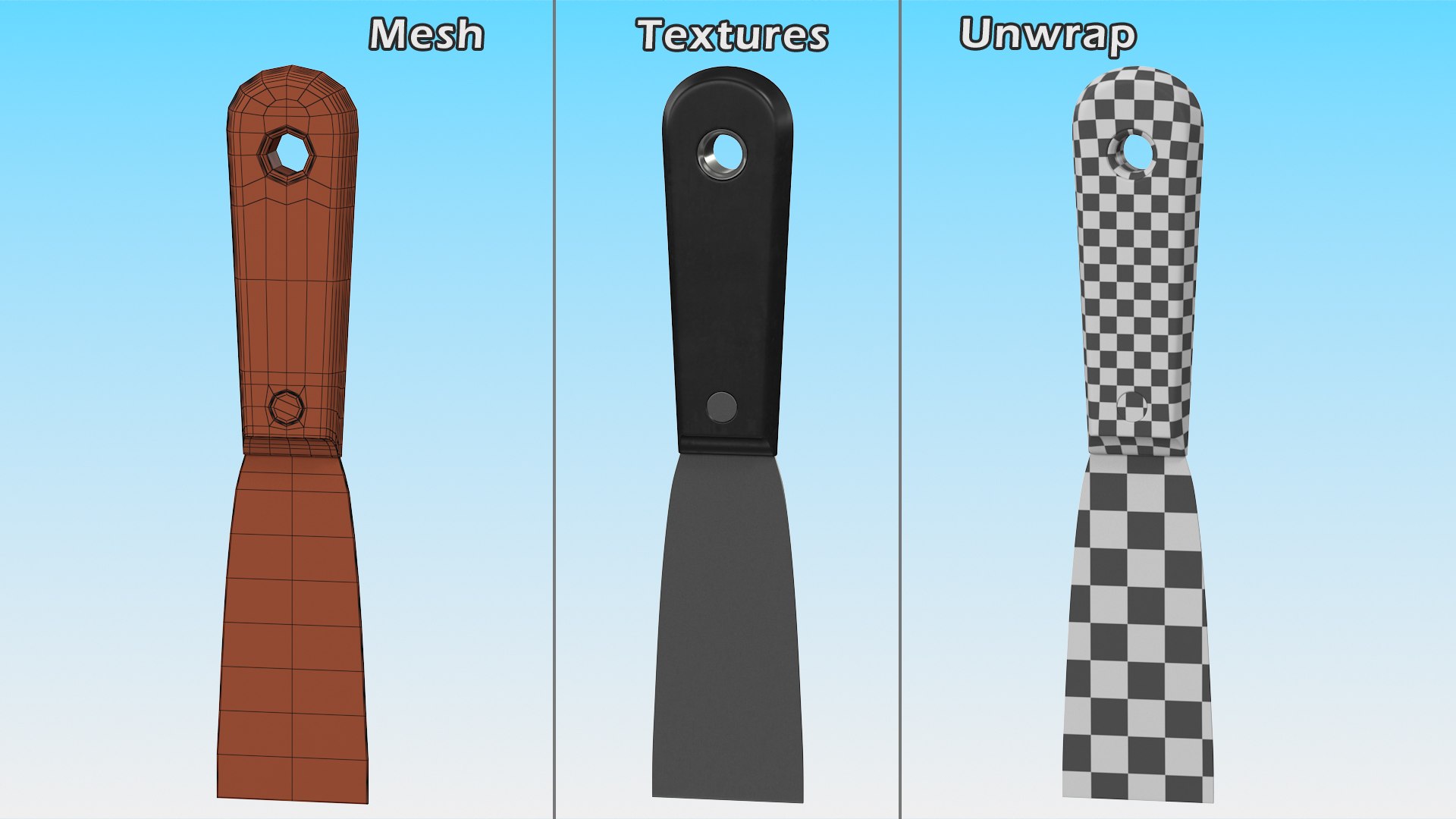 3D Scraper One And Half Inch Black Handle - TurboSquid 1941663