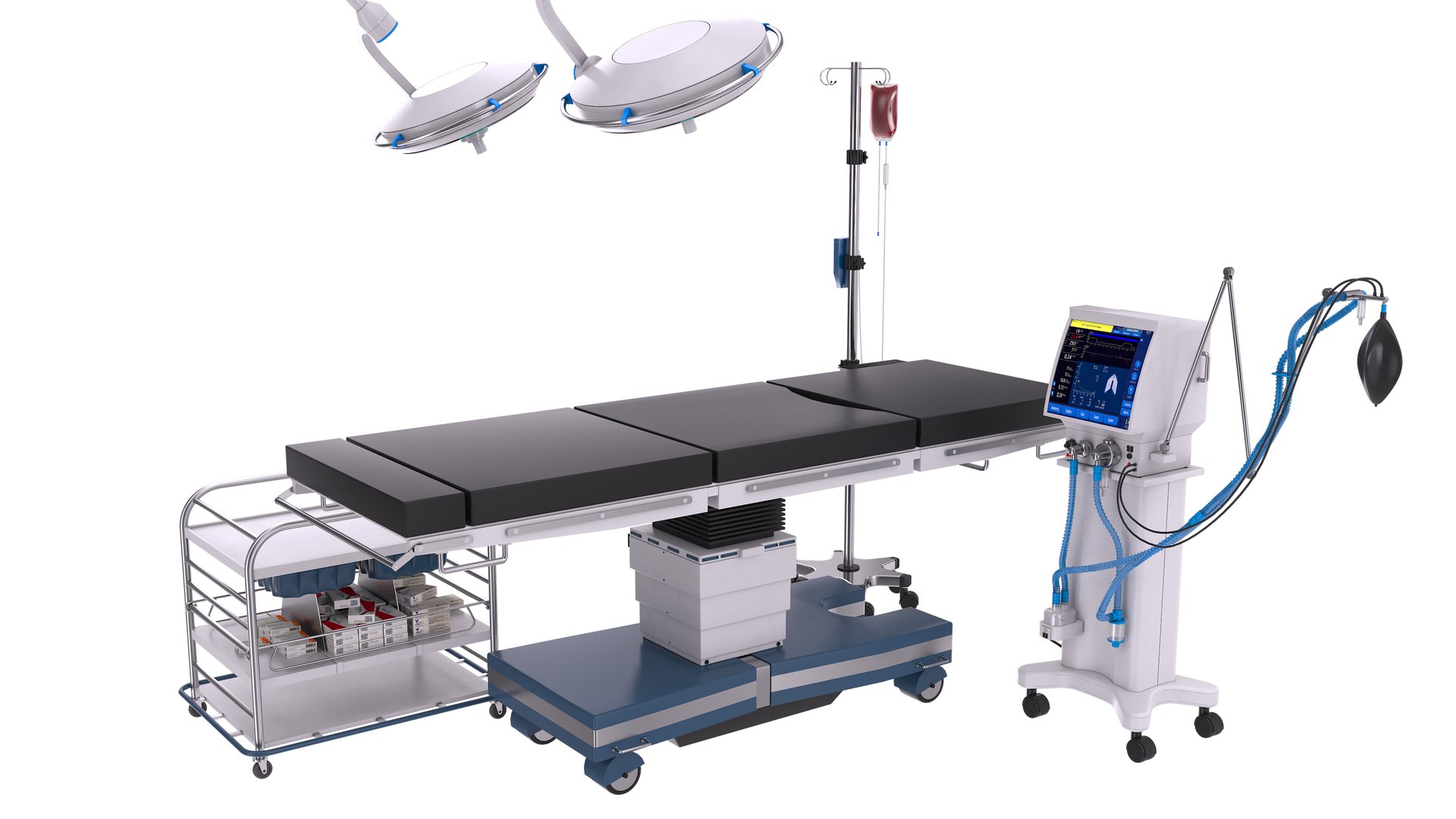 ICU Equipment and Surgery Table Set 3D model - TurboSquid 2093476