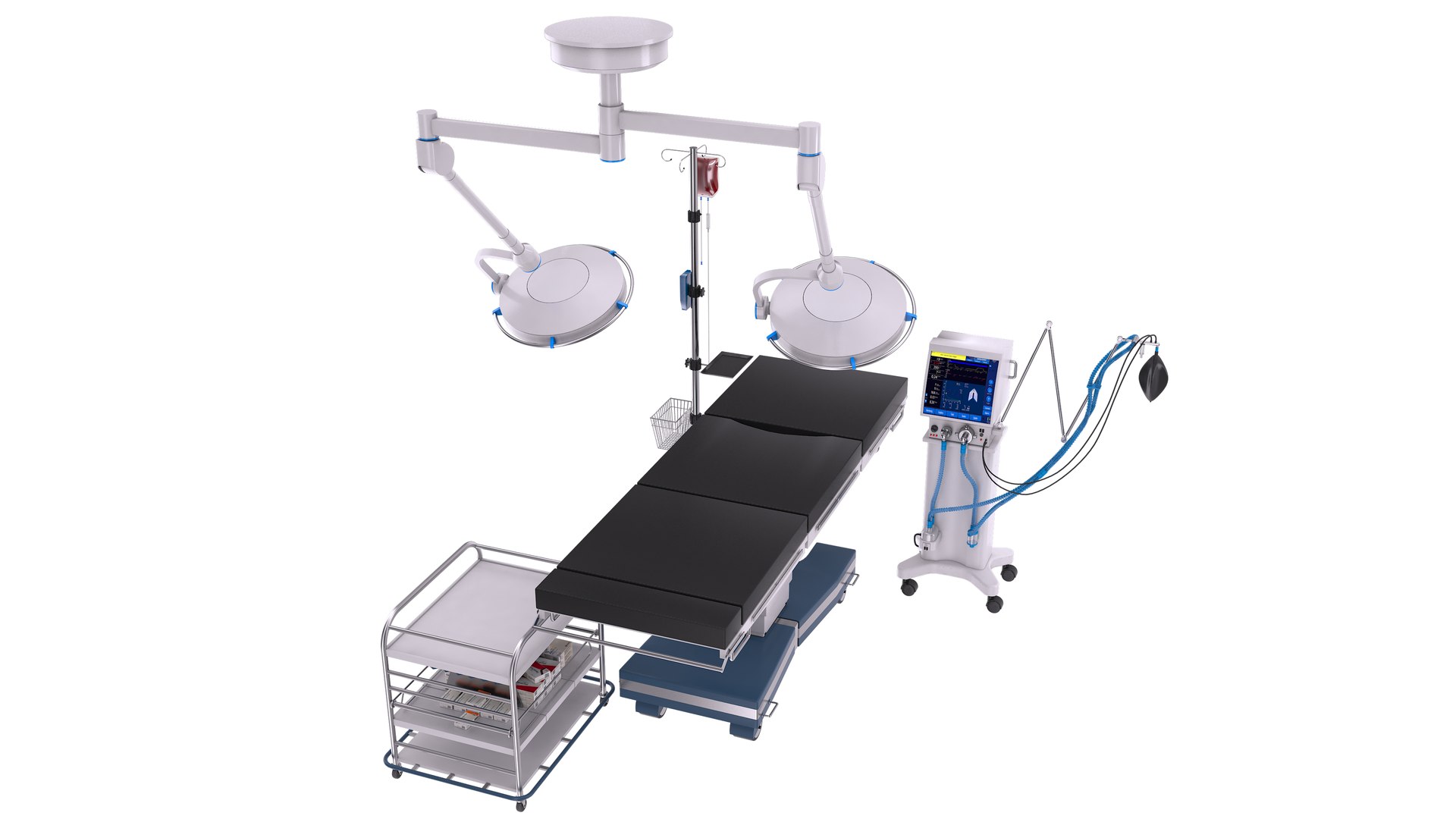 ICU Equipment and Surgery Table Set 3D model - TurboSquid 2093476