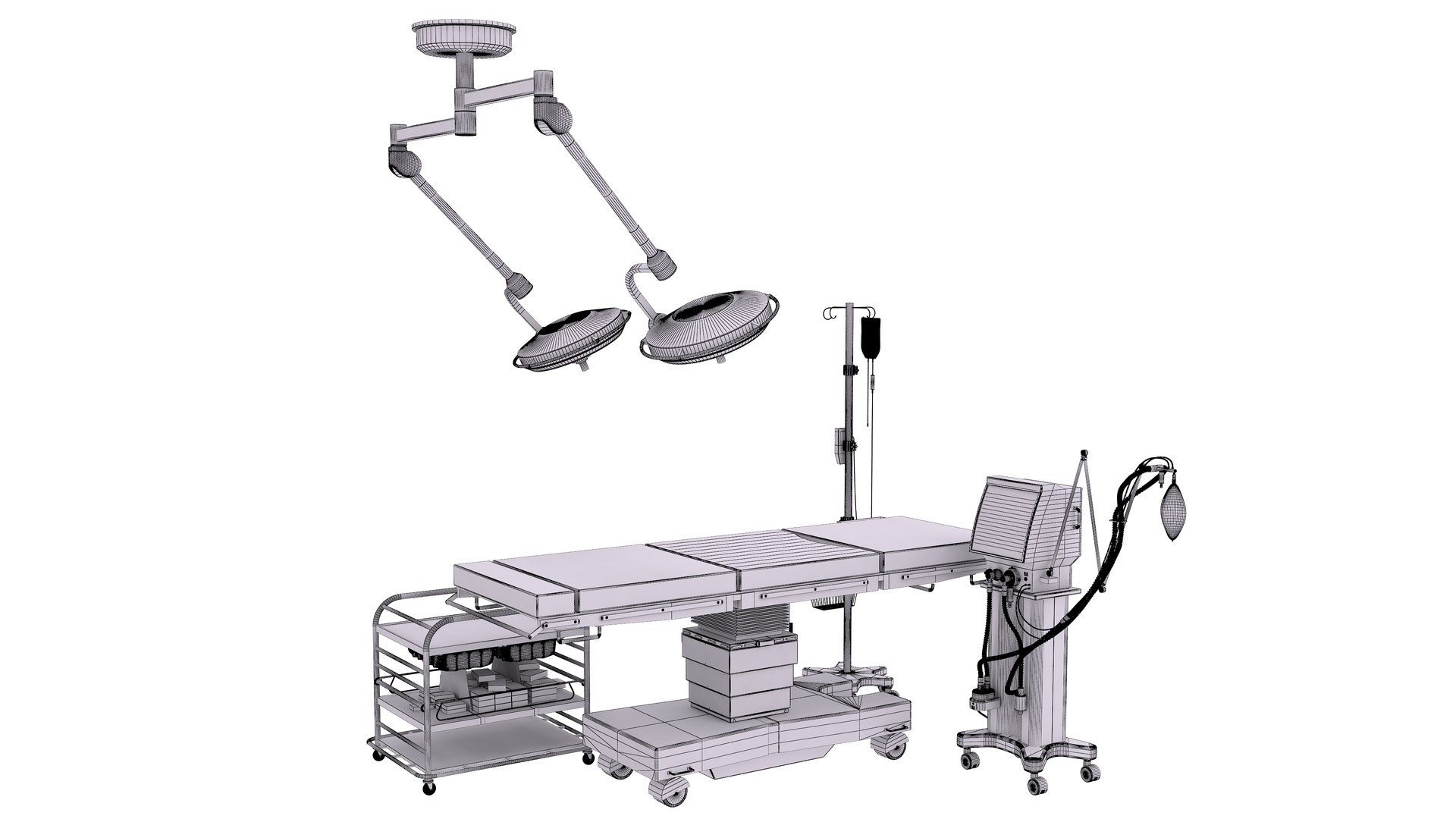 ICU Equipment and Surgery Table Set 3D model - TurboSquid 2093476