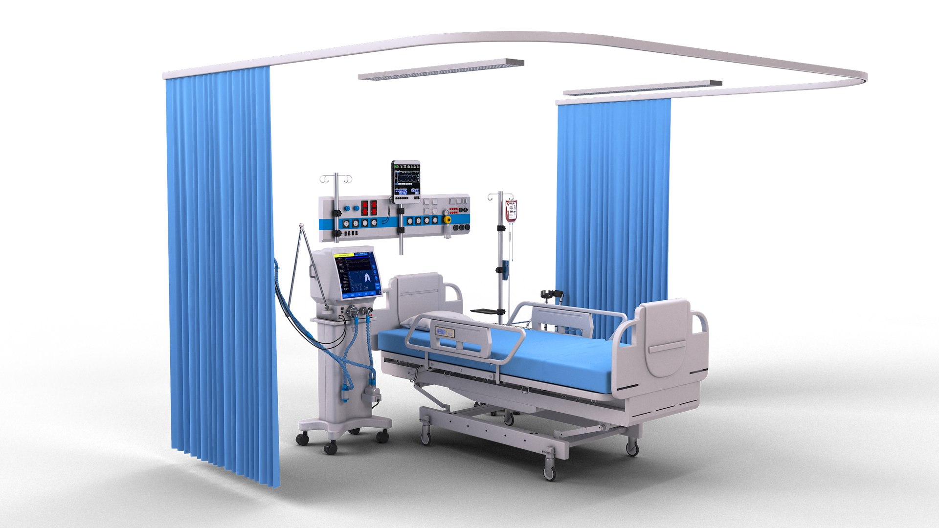 ICU Equipment and Surgery Table Set 3D model - TurboSquid 2093476