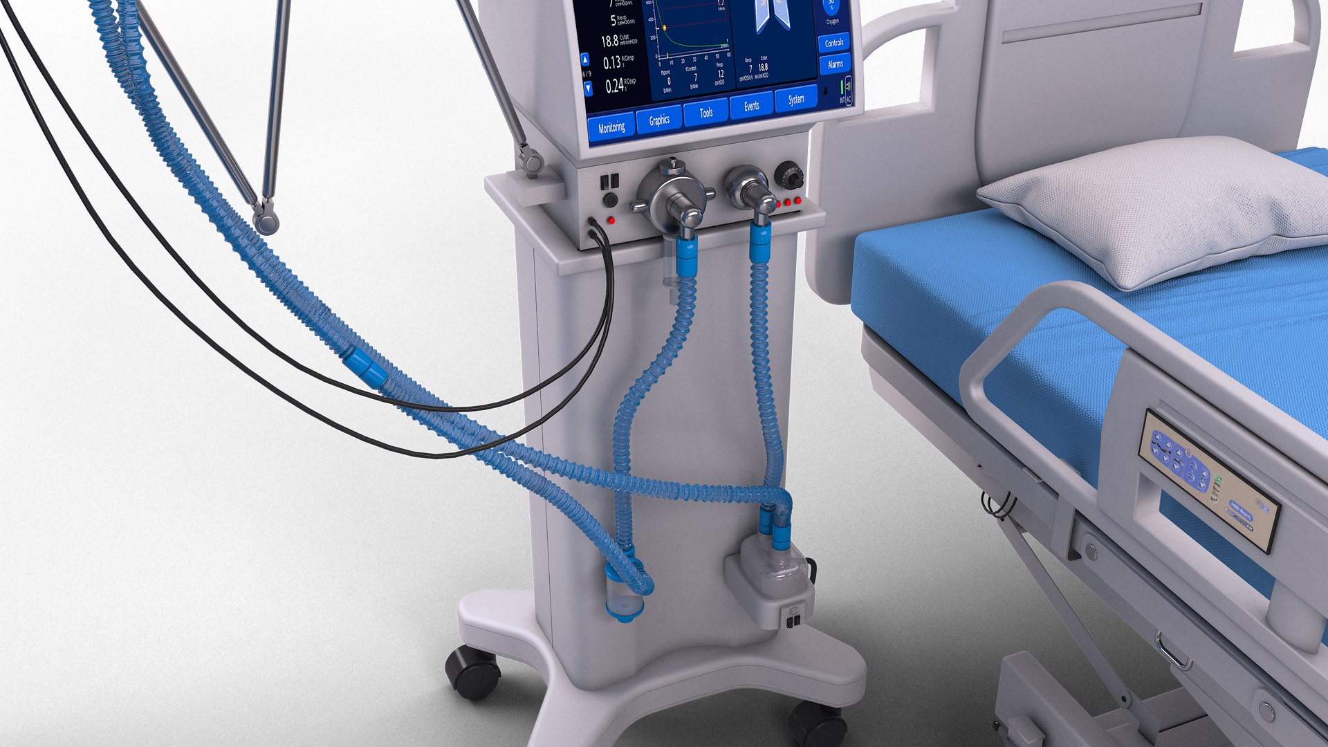 ICU Equipment and Surgery Table Set 3D model - TurboSquid 2093476