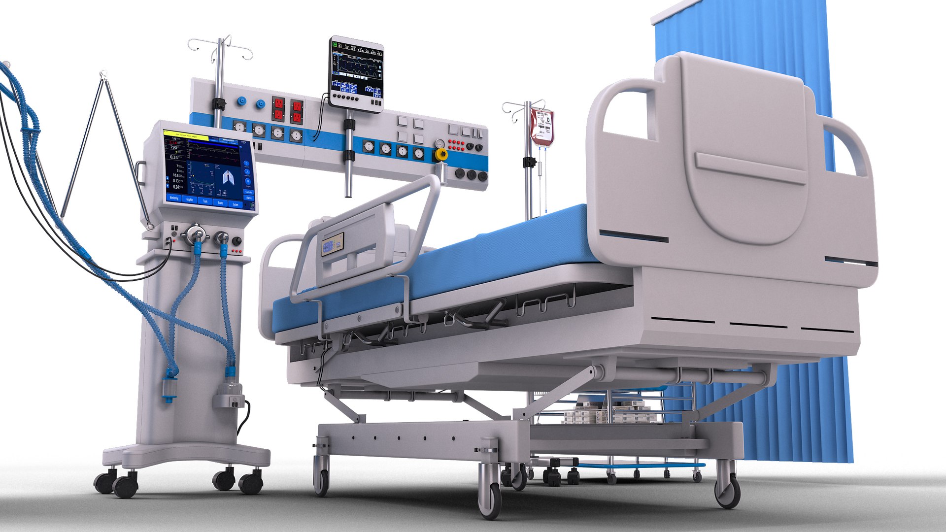 ICU Equipment and Surgery Table Set 3D model - TurboSquid 2093476