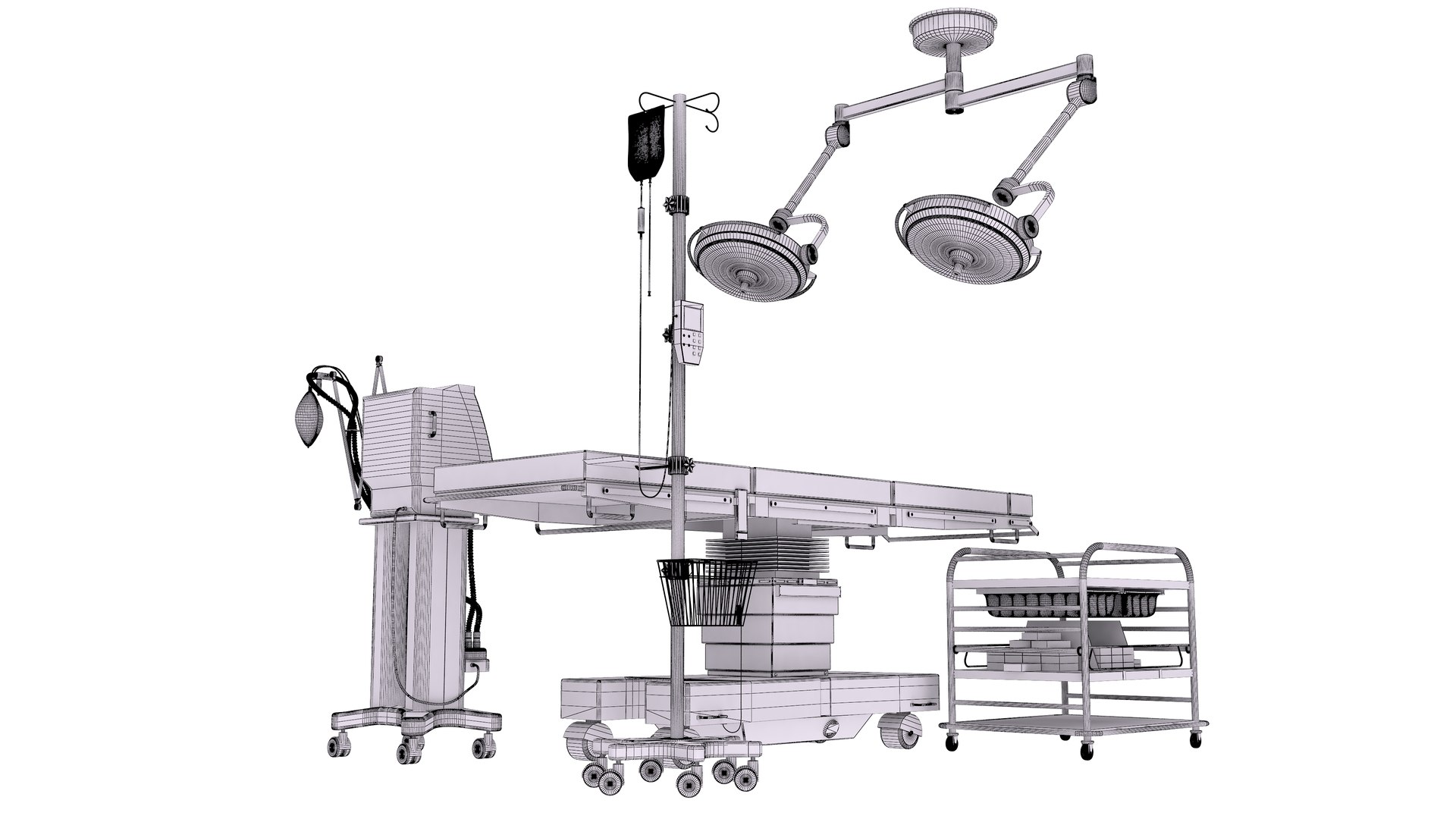 ICU Equipment and Surgery Table Set 3D model - TurboSquid 2093476