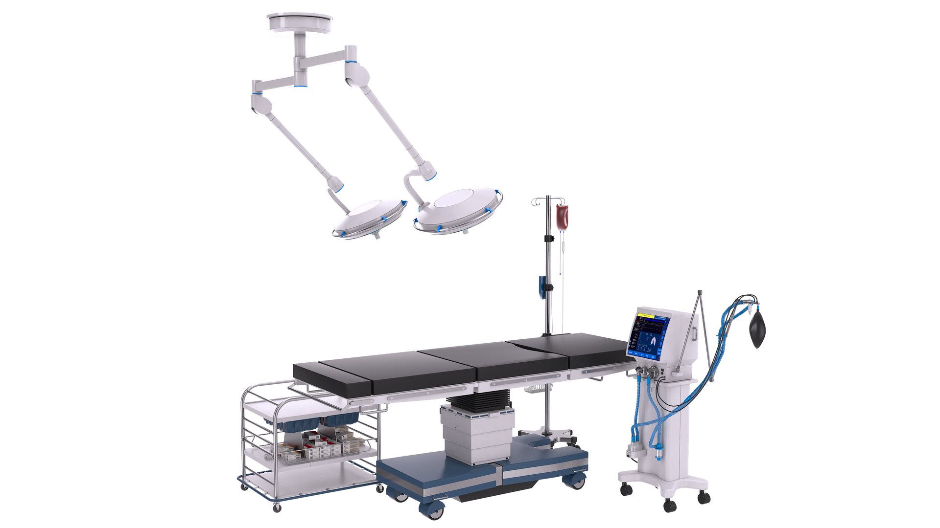 ICU Equipment and Surgery Table Set 3D model - TurboSquid 2093476