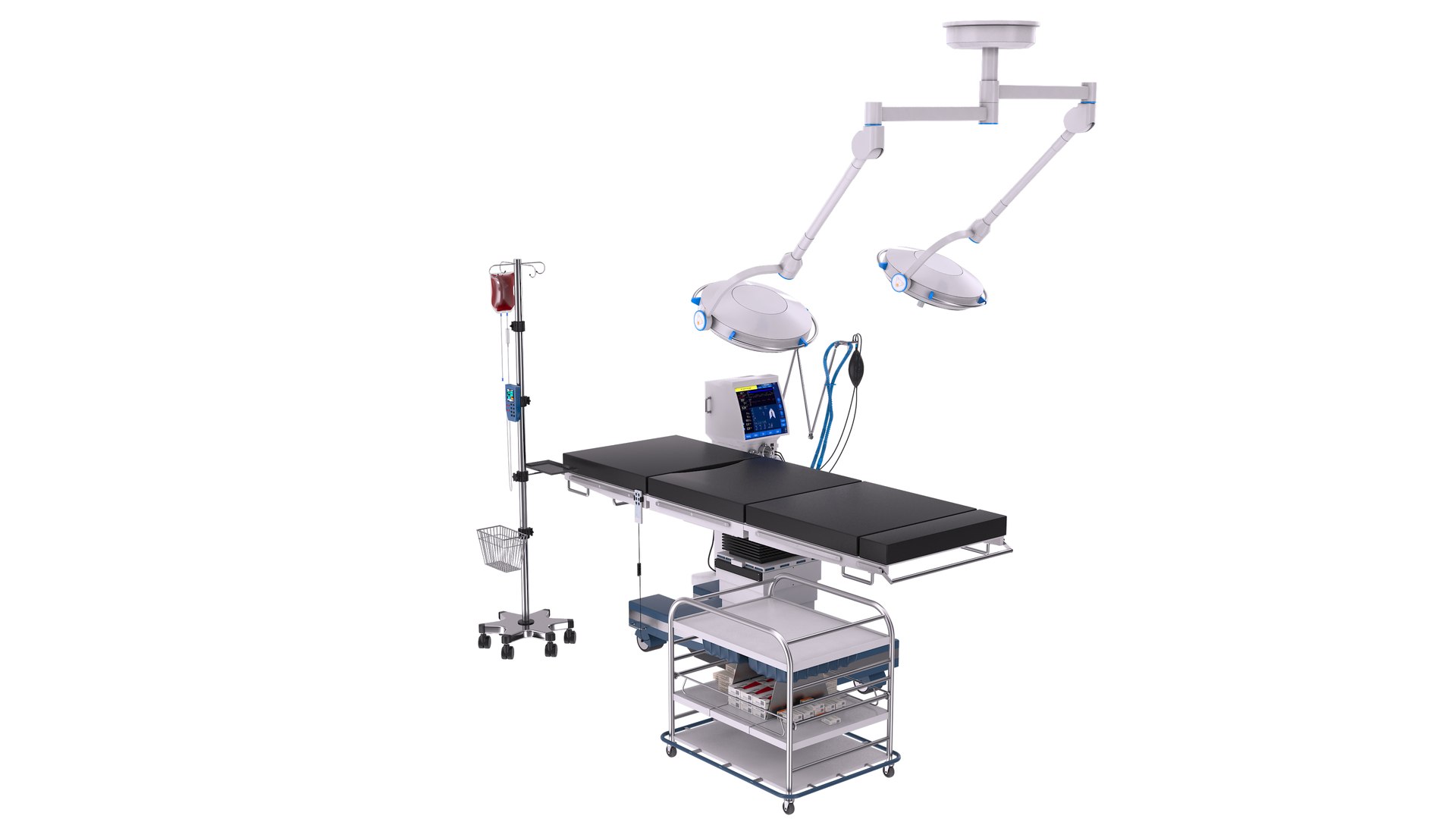 ICU Equipment and Surgery Table Set 3D model - TurboSquid 2093476