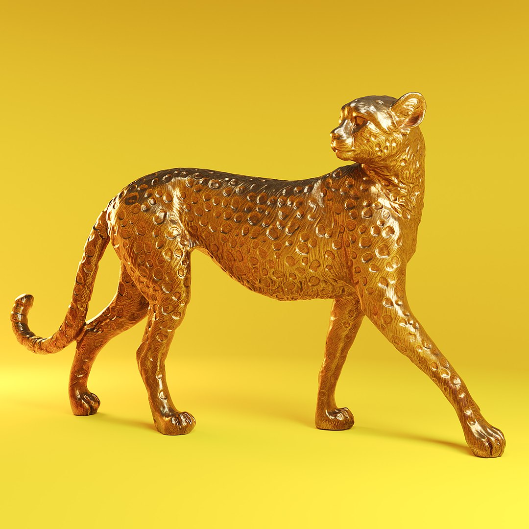 3D Golden Cheetah Statue - TurboSquid 2187716