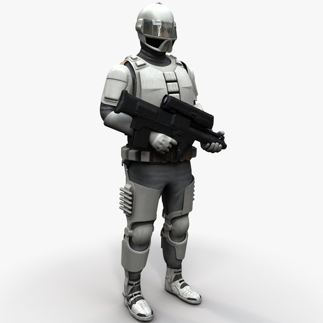 3d model of futuristic army soldier pose