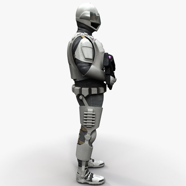 3d model of futuristic army soldier pose