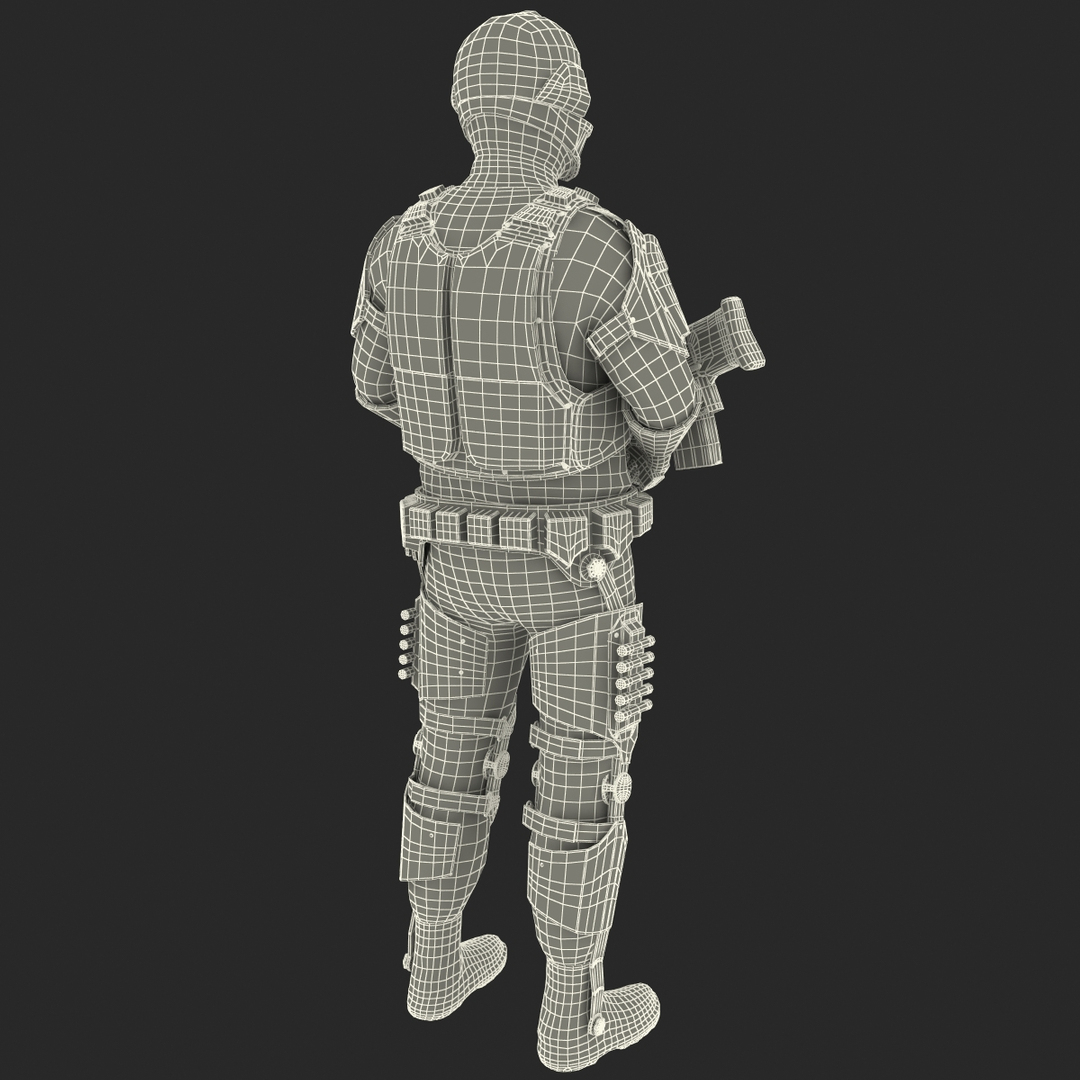 3d model of futuristic army soldier pose