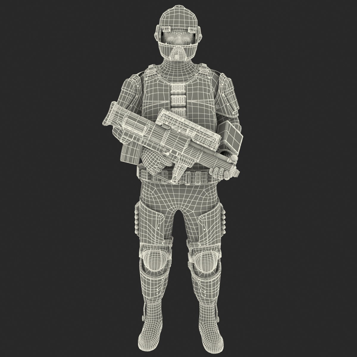 3d model of futuristic army soldier pose