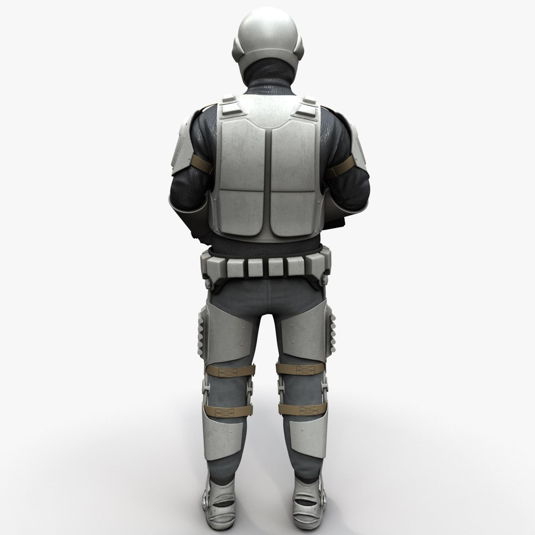 3d model of futuristic army soldier pose