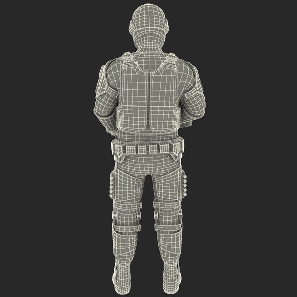 3d model of futuristic army soldier pose