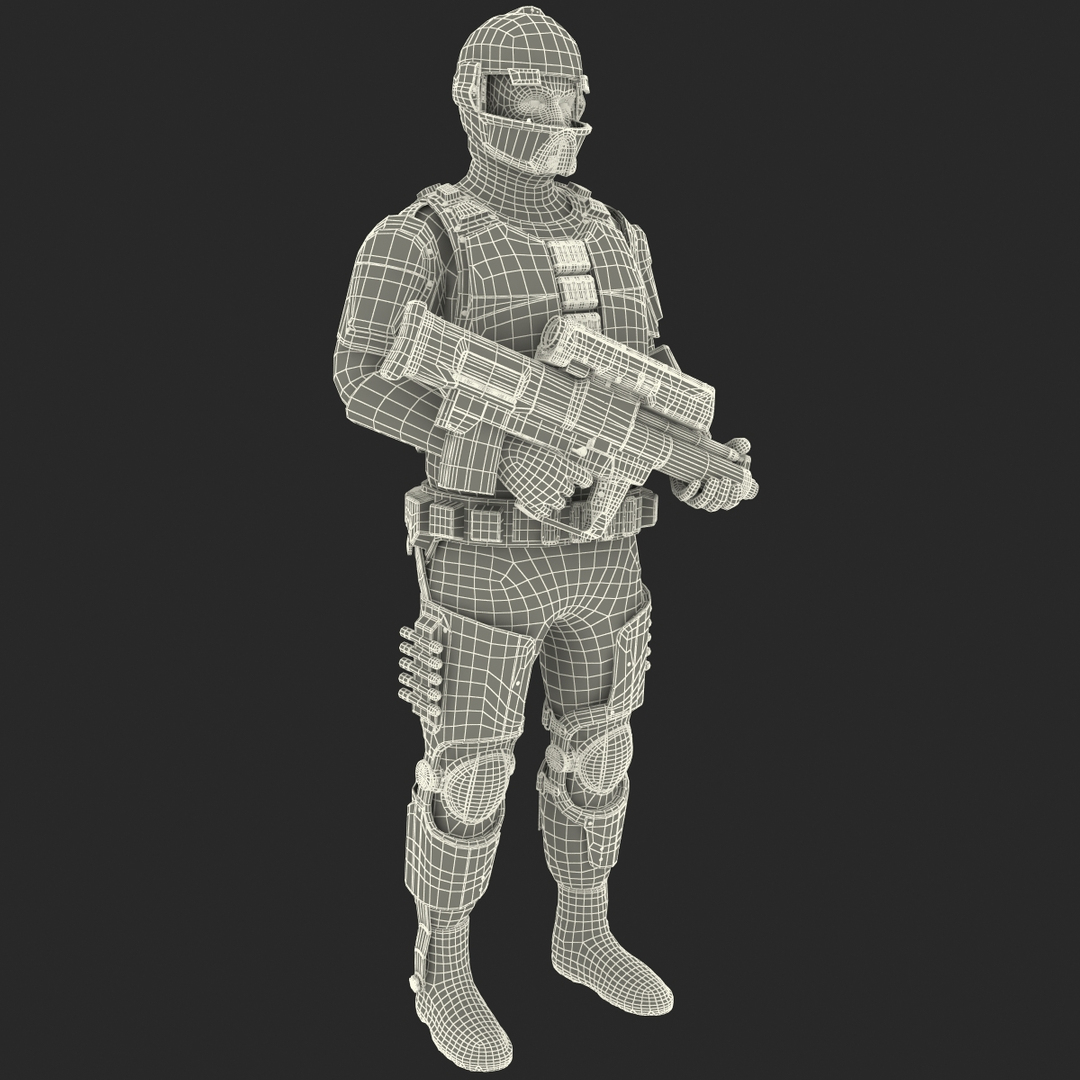 3d model of futuristic army soldier pose