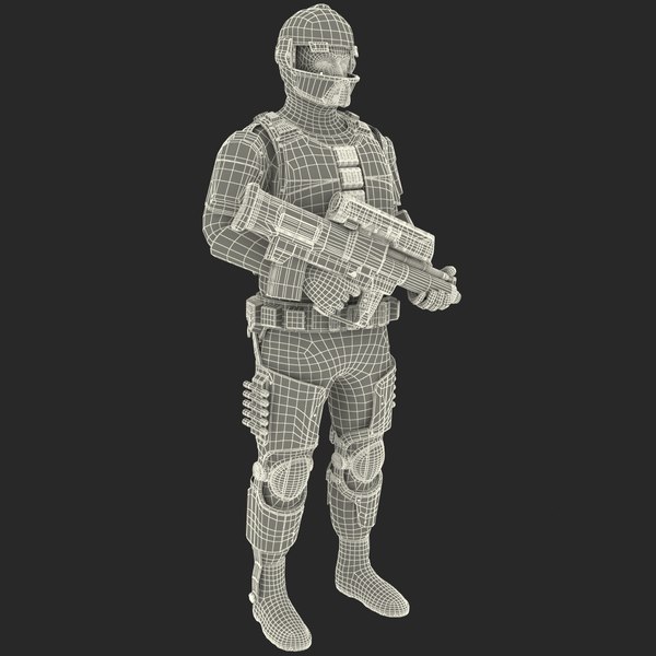 3d model of futuristic army soldier pose