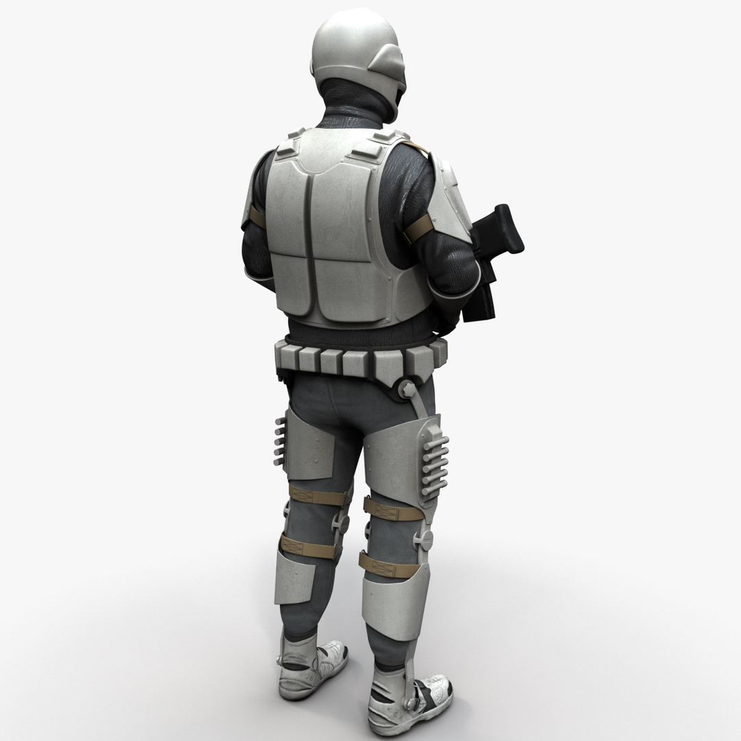 3d model of futuristic army soldier pose