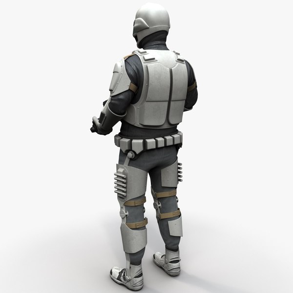 3d model of futuristic army soldier pose