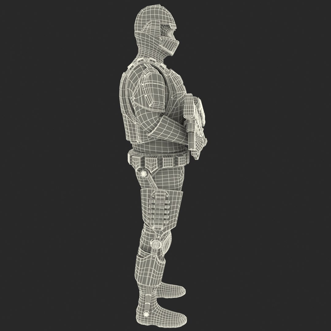3d model of futuristic army soldier pose