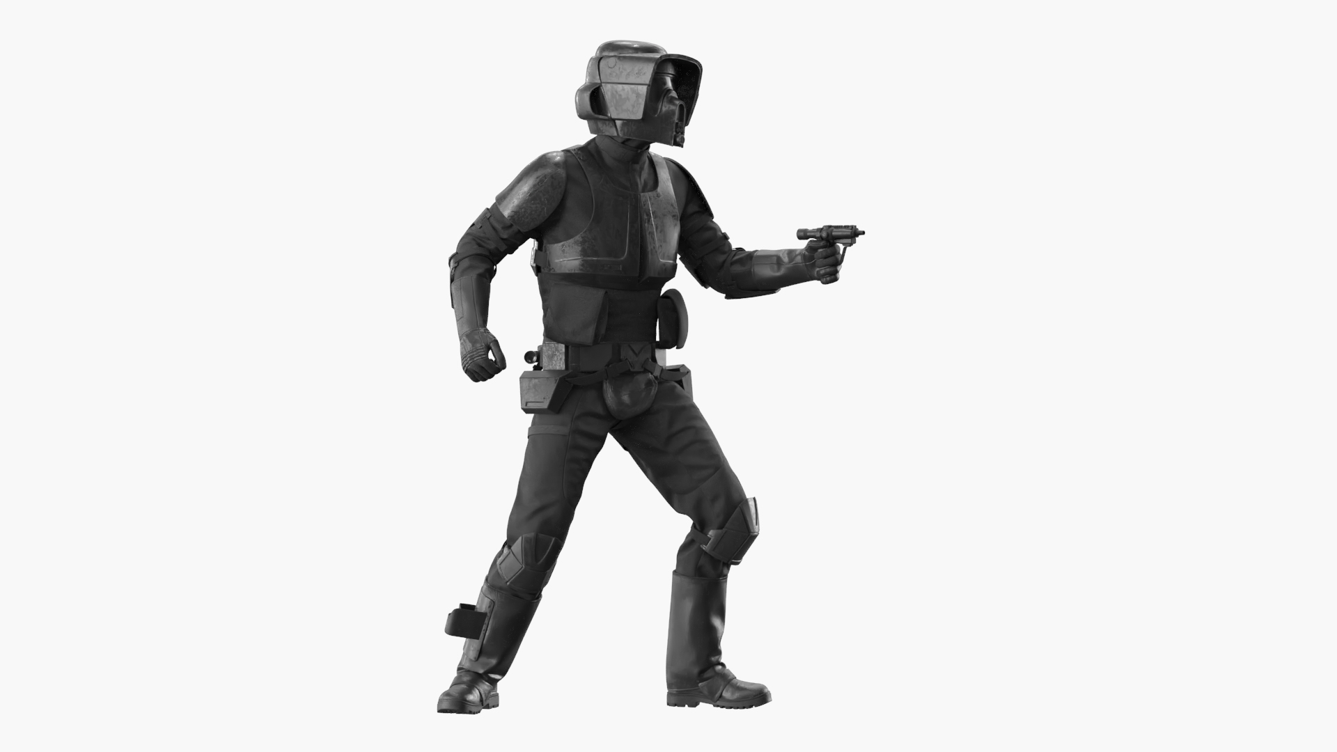 3D Star Wars Tactical Trooper Firing Pose With Blaster Black Model ...