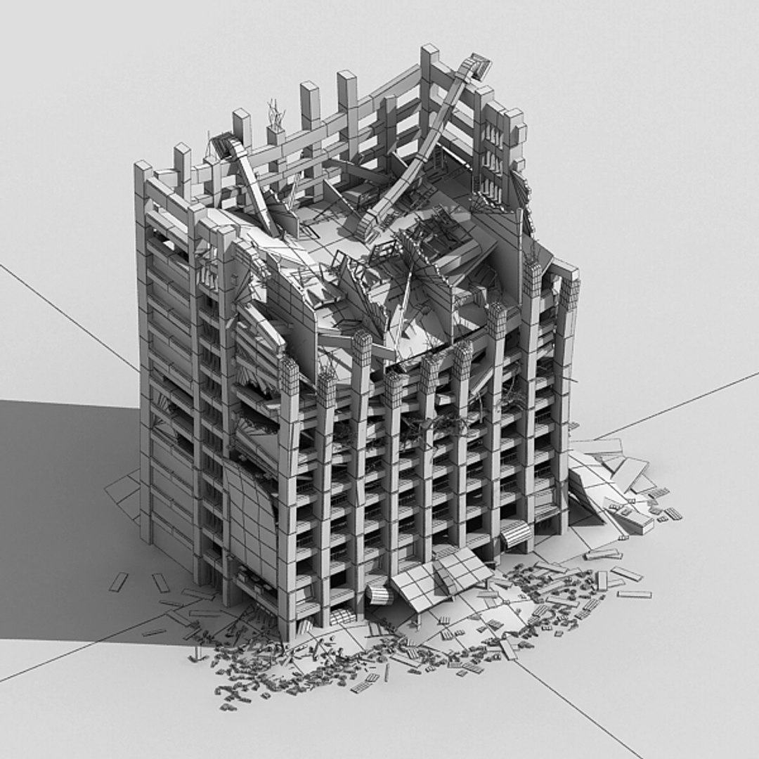 destroyed building 3d model