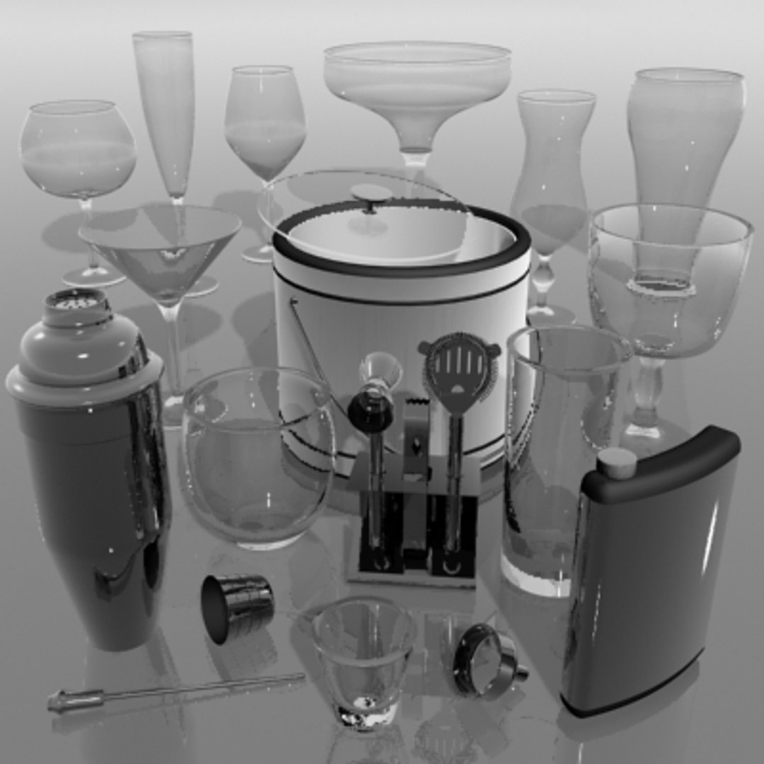 Bar Glasses Cocktail 3d Model