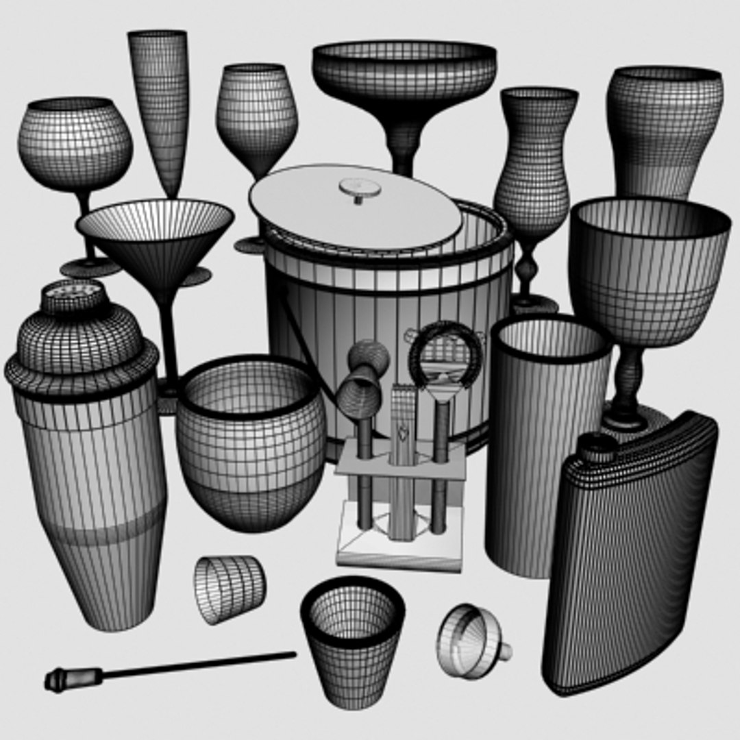 Bar Glasses Cocktail 3d Model