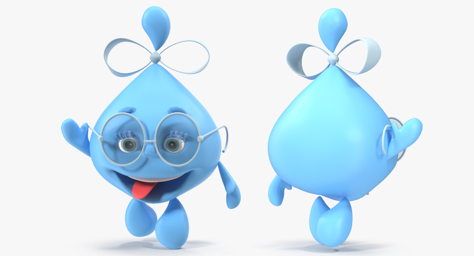 3D Water Drop Cartoon Lady Character Model - TurboSquid 1247889