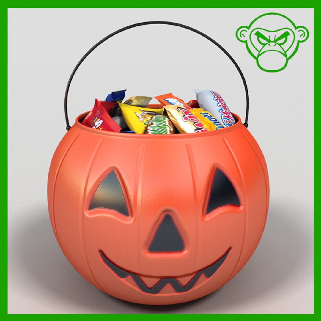 3ds Max Pumpkin Candy Bucket
