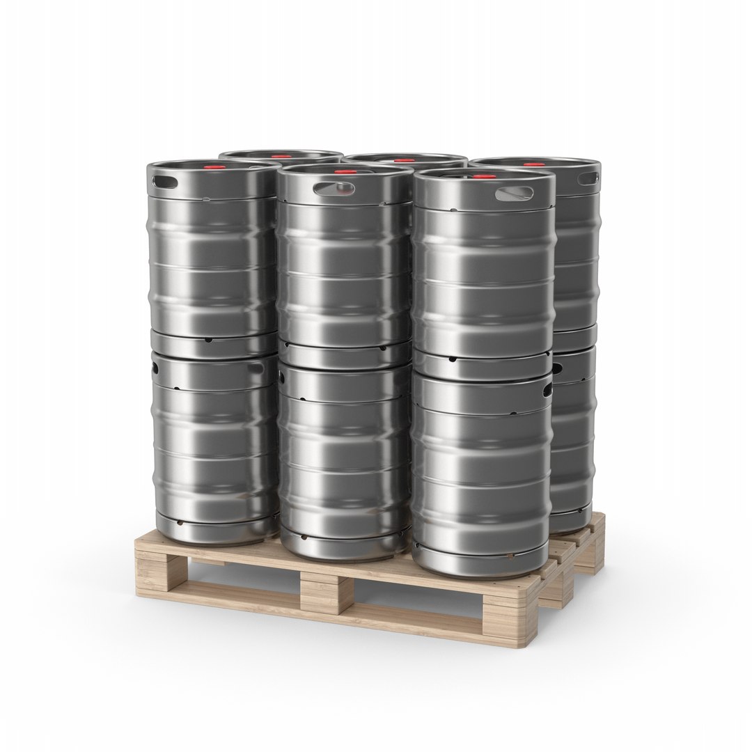 3D Beer Kegs On Wooden Pallet - TurboSquid 1983075