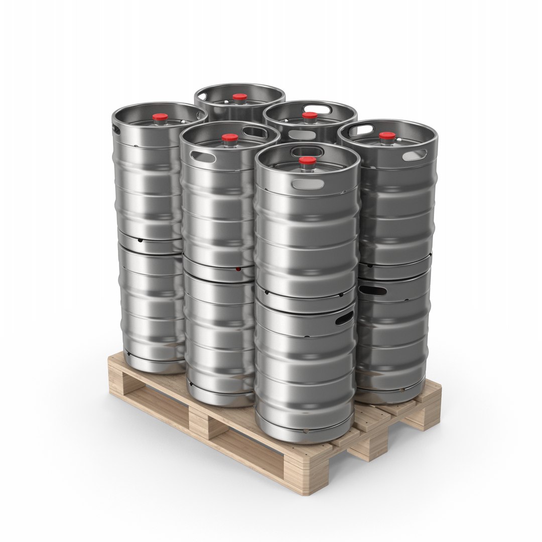 3D Beer Kegs On Wooden Pallet - TurboSquid 1983075