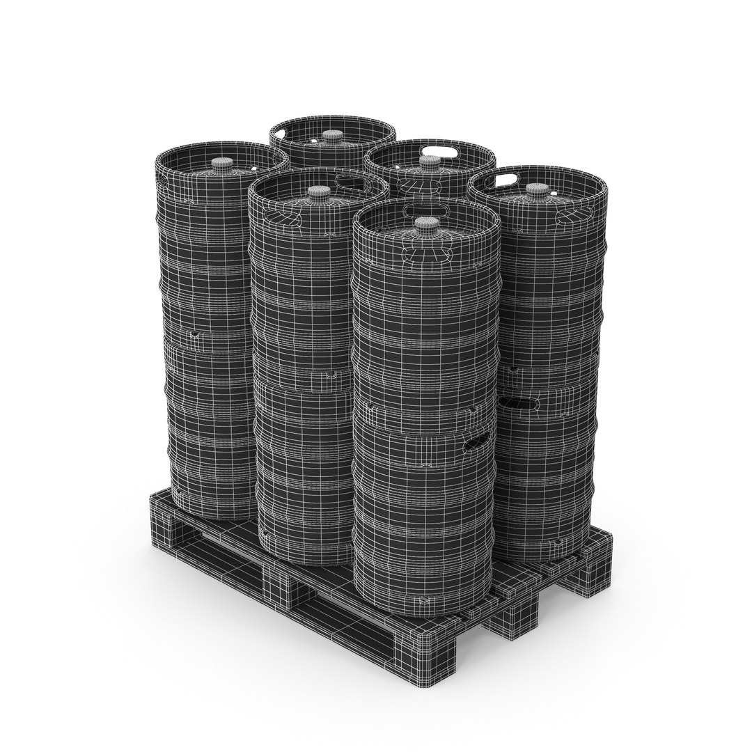3D Beer Kegs On Wooden Pallet - TurboSquid 1983075