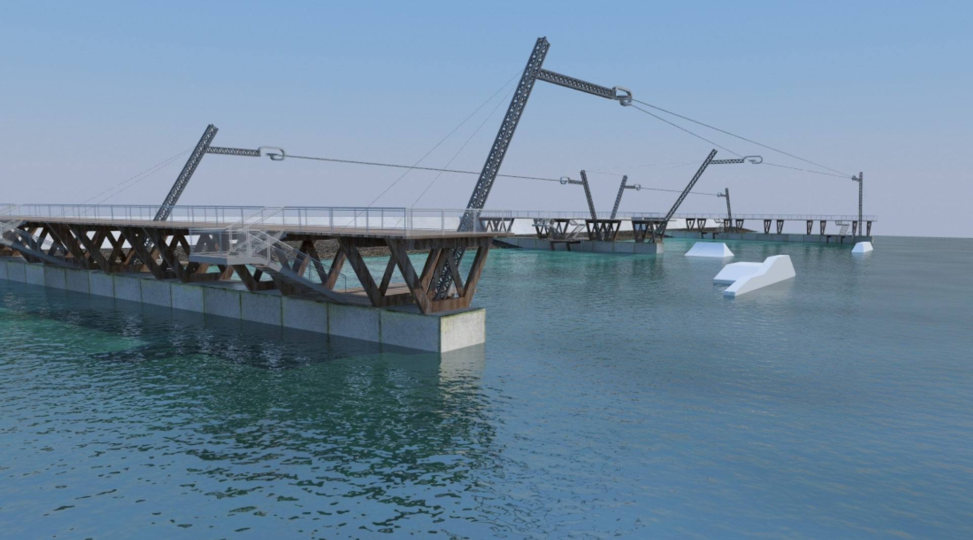 3d model breakwater cable road